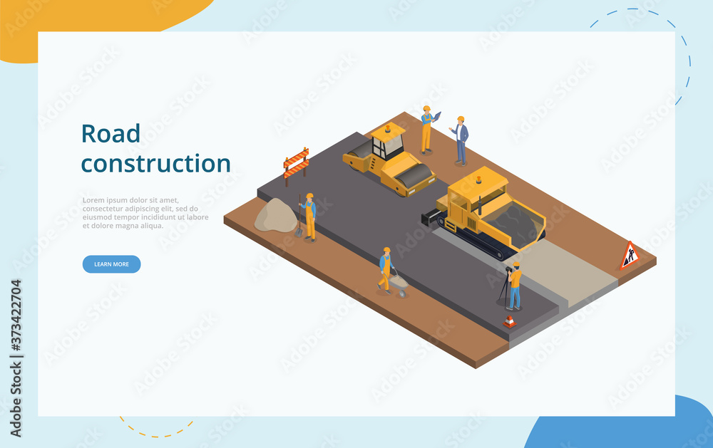 Road Construction And Street Repair Concept. Male Characters Wearing ...