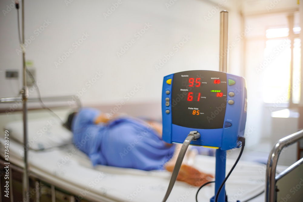 Healthcare medical monitoring machine vitals patient close up blood ...