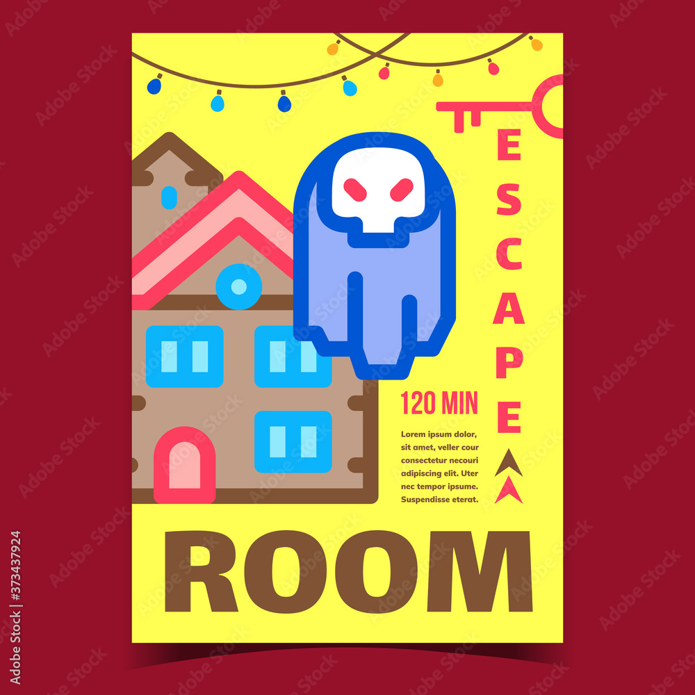 Escape Room Creative Advertising Poster Vector. Quest Room Amusement ...