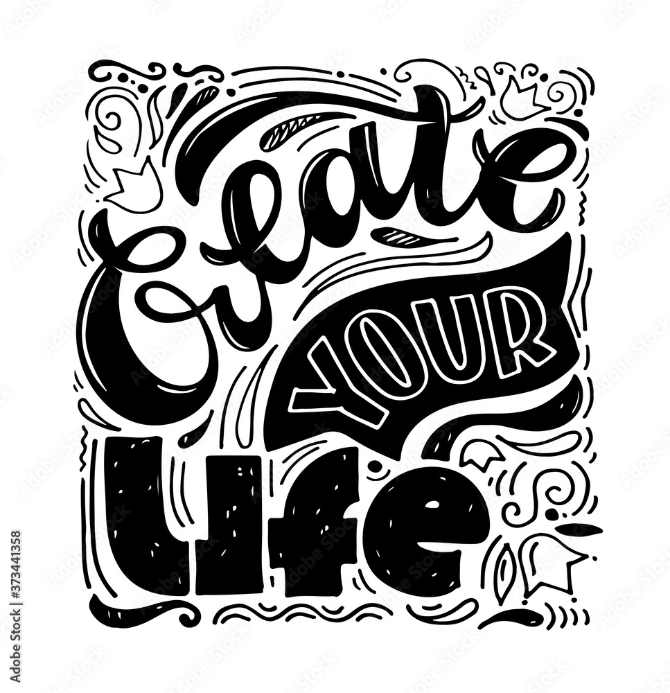 Inspiration cute lettering quote hand drawn postcard. Template ...