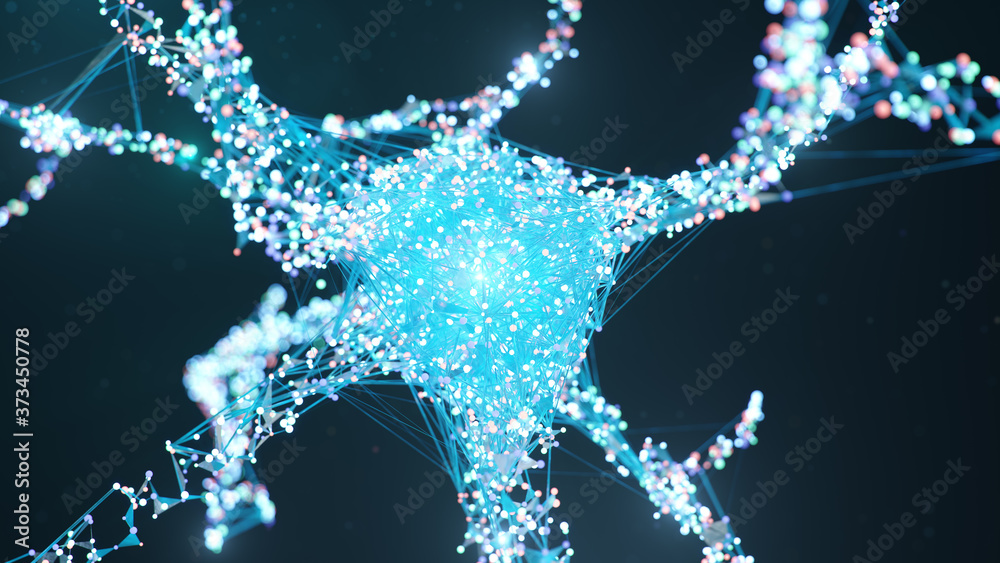 Abstract neural cells. AI neuron. Artificial neural network technology ...