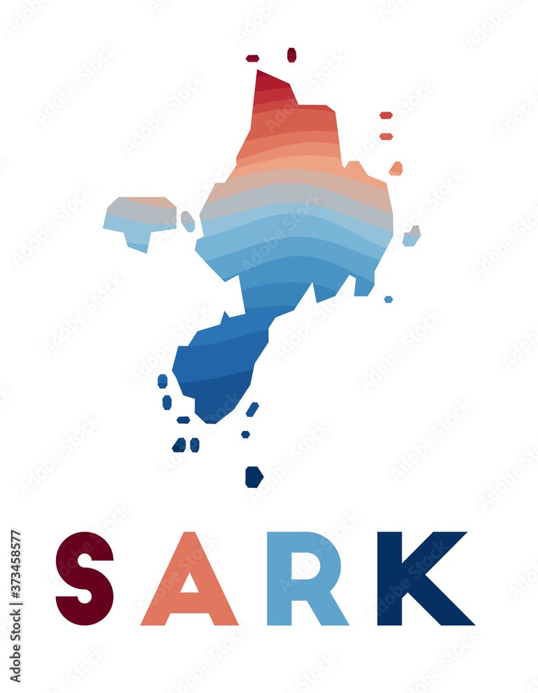 Vetor de Sark map. Map of the island with beautiful geometric waves in ...