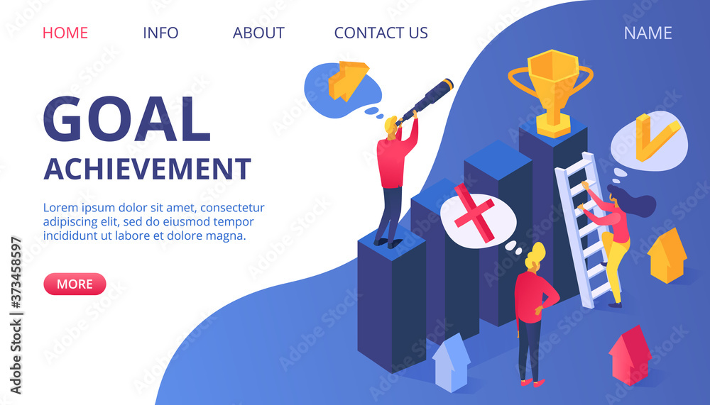 Reward for success business goal achievement, award for winner flat ...