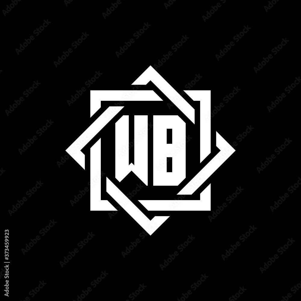 WB monogram logo with abstract square around Stock Vector | Adobe Stock