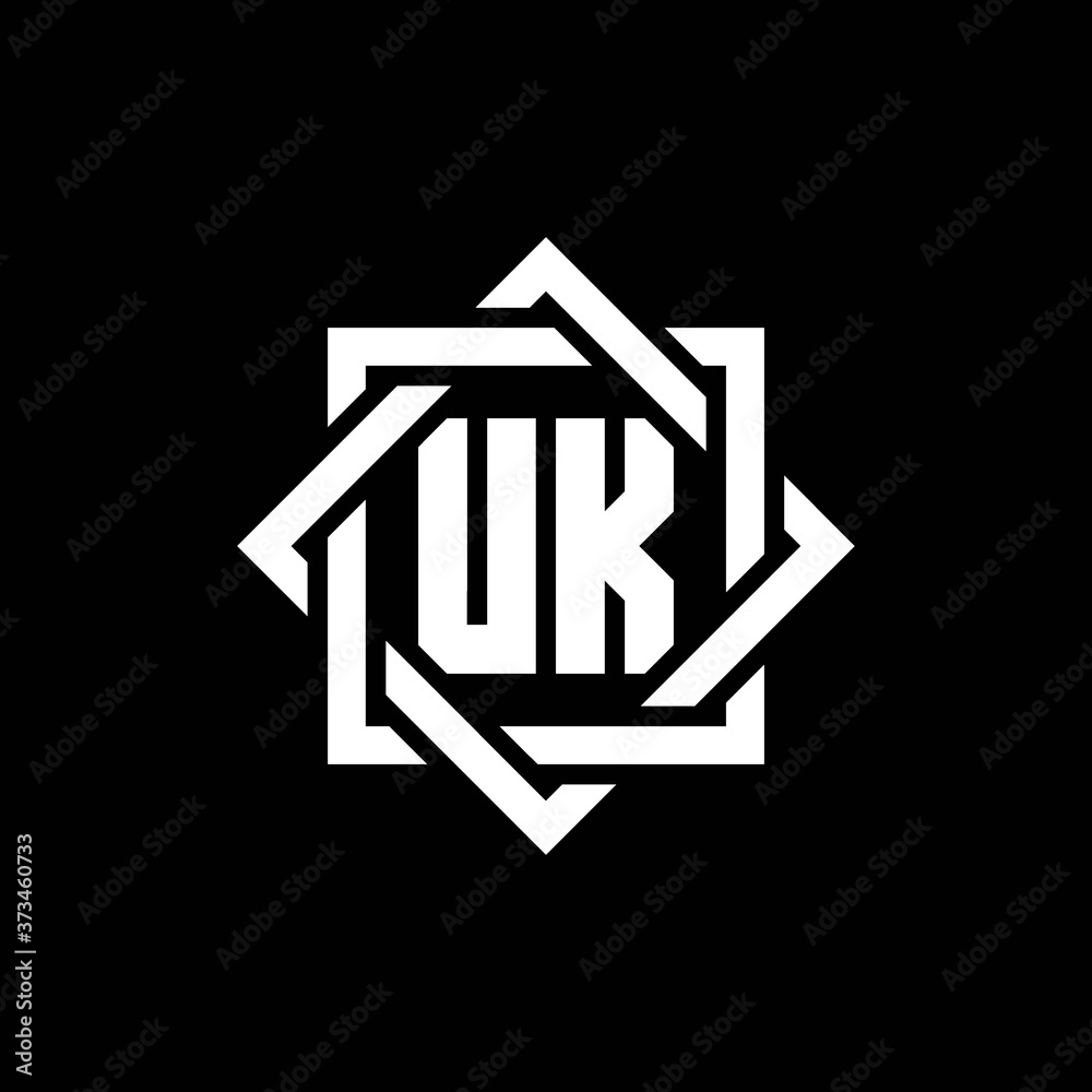 UK monogram logo with abstract square around Stock Vector | Adobe Stock