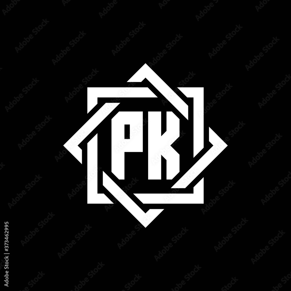 PK monogram logo with abstract square around Stock Vector | Adobe Stock