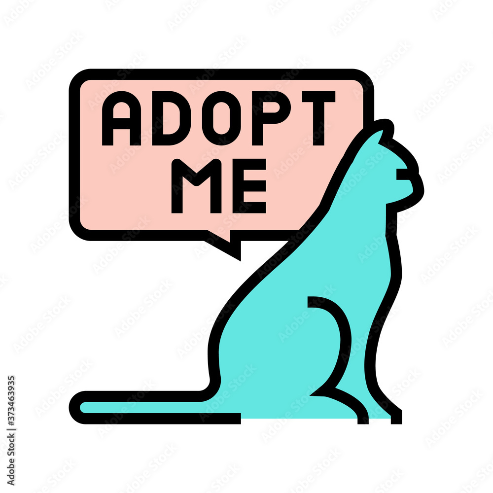 cat talk adopt me color icon vector. cat talk adopt me sign. isolated ...