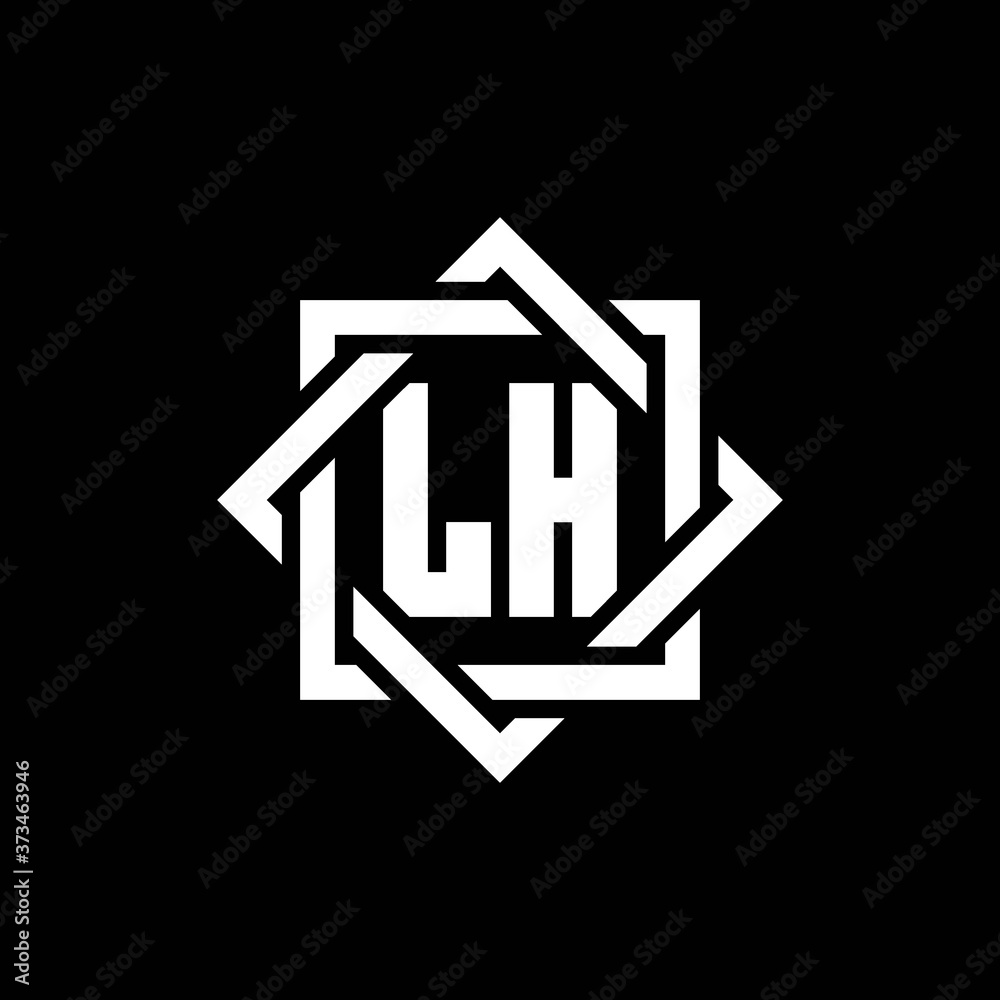 LH monogram logo with abstract square around Stock Vector | Adobe Stock