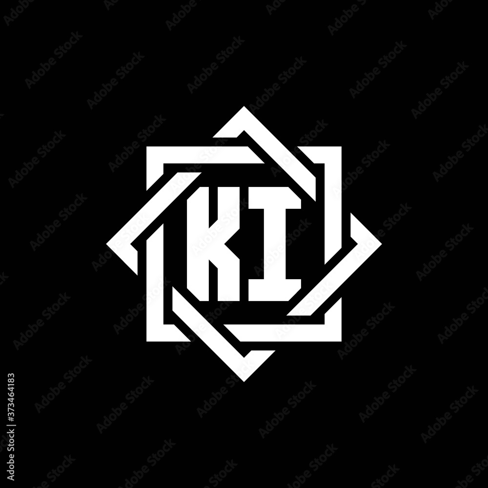 KI monogram logo with abstract square around Stock Vector | Adobe Stock