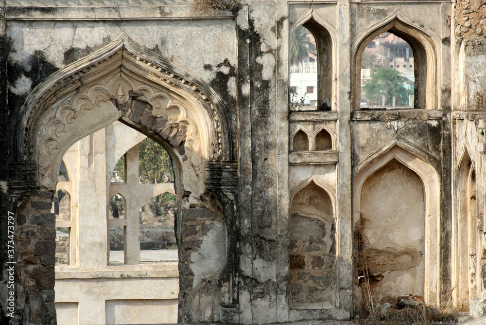 View of Golconda Fort, fortified citadel and capital city of the Qutb ...