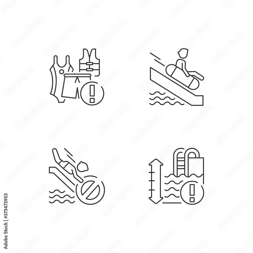 Water Park Rules And Restrictions Linear Icons Set Waterslide Riding water-park-rules-and-restrictions-linear-icons-set-waterslide-riding