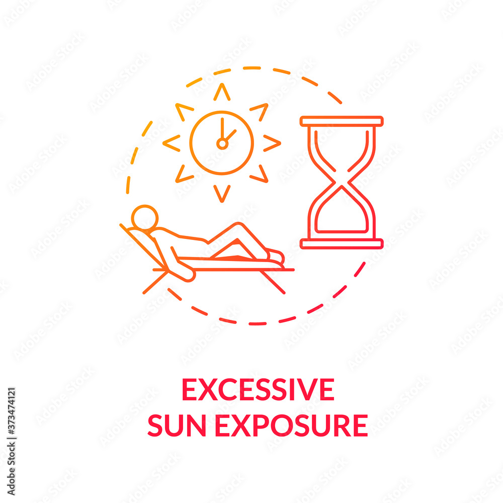 Excessive sun exposure concept icon. Heatstroke. Danger of sunbathing ...