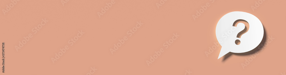 Question mark in front of a red color wall background. Business support ...