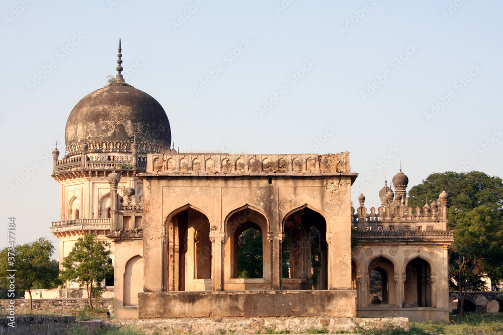 Qutb Shahi Tombs in Ibrahim Bagh in Hyderabad, India. built by the ...