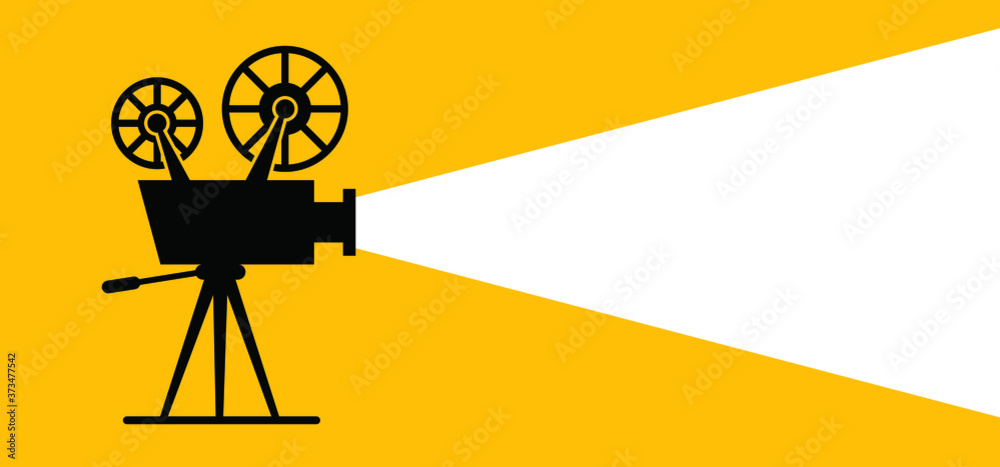 Old retro movie and film, background in flat style. Theater screen ...