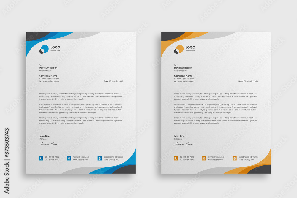 Abstract Corporate Business Style Letterhead Design Vector Template For ...