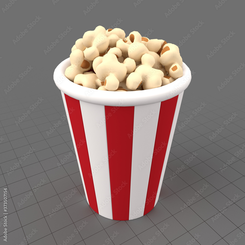 Stylized popcorn bucket Stock 3D asset | Adobe Stock