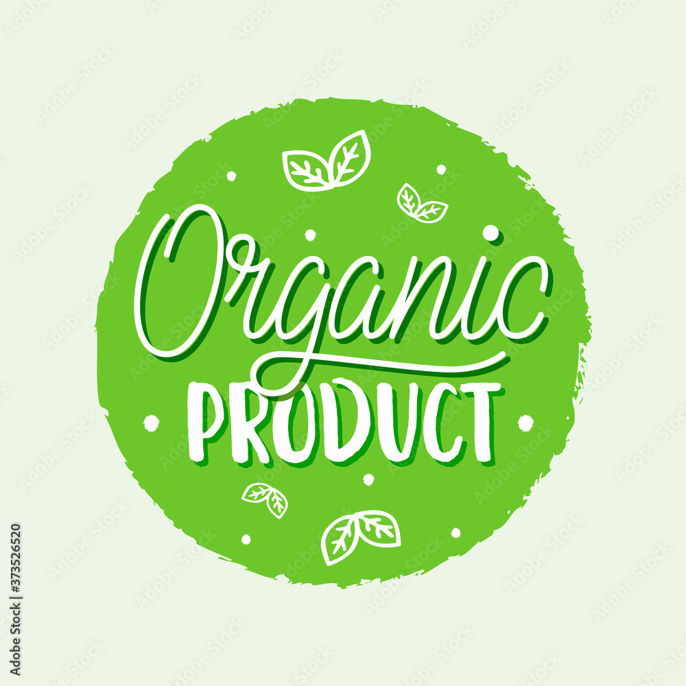 Organic product green label isolated on white background. Laconic ...