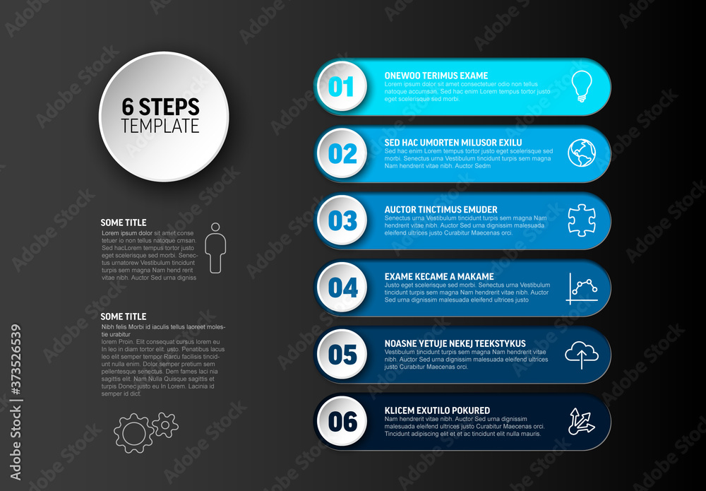 Progress Infographic with Six Blue Steps Stock Template | Adobe Stock