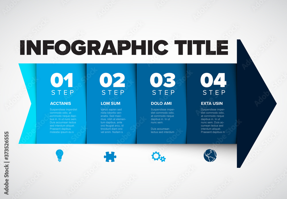 Four Step Blue Arrow Process Infographic Stock Template | Adobe Stock