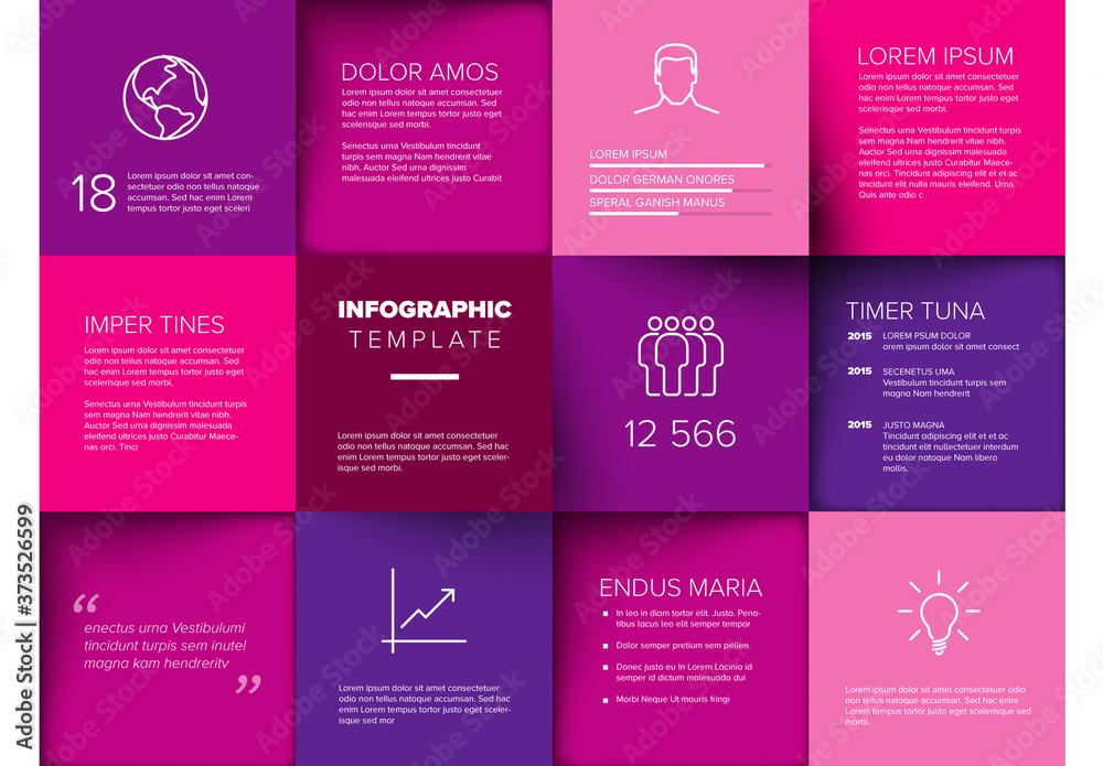 Multipurpose Pink Mosaic Infographic Made from Squares Stock Template ...