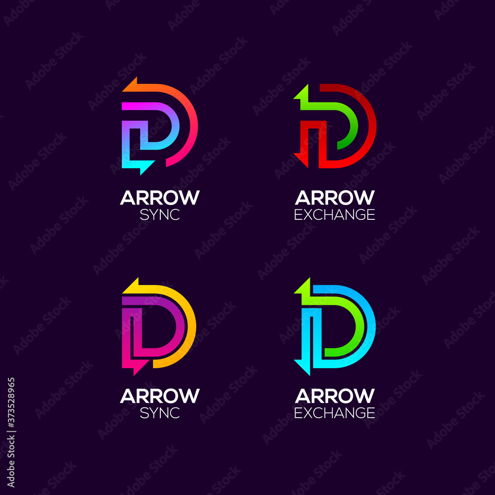 Letter D logotype with Arrows two directions concept, Financial ...