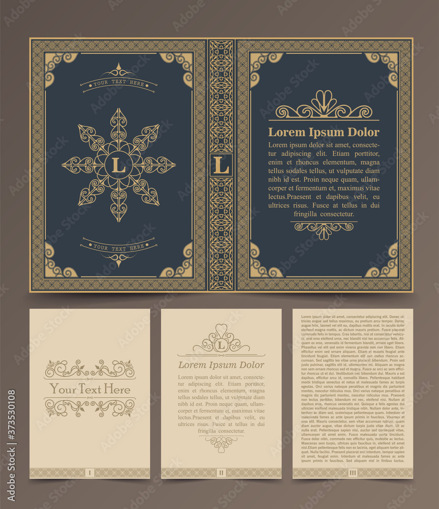 Vintage book layouts and design - covers and pages, classical rich ...
