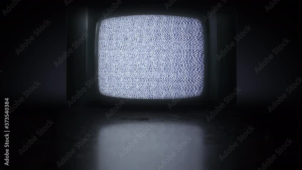 Vintage Retro TV Set Dark Background with static noise. 70s, 80s style ...