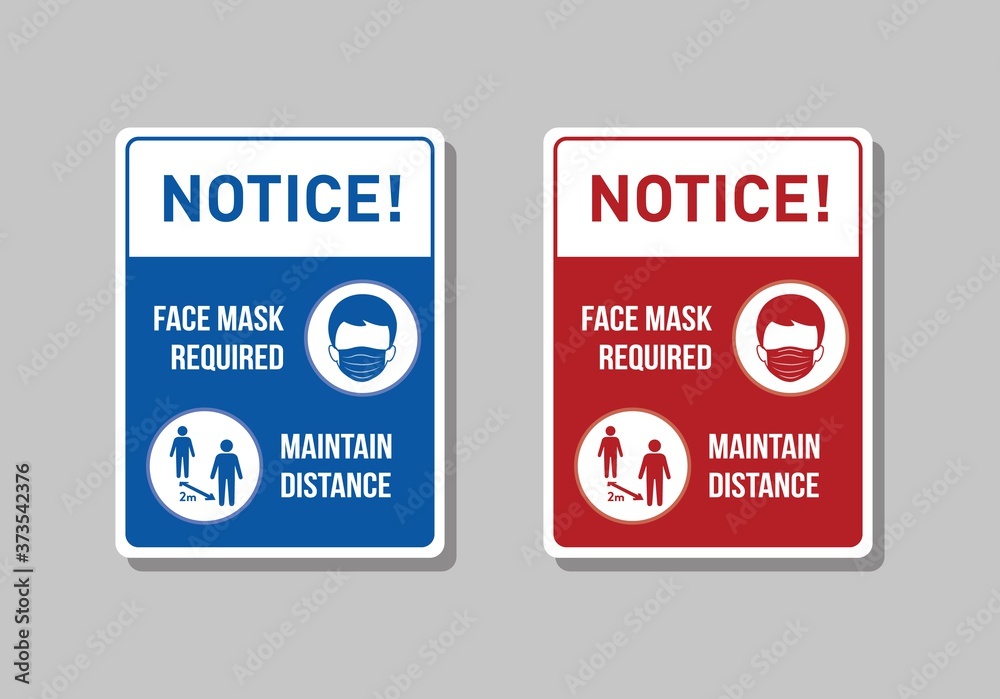 Please wear face mask and keep social distance. Notice board. Wall ...