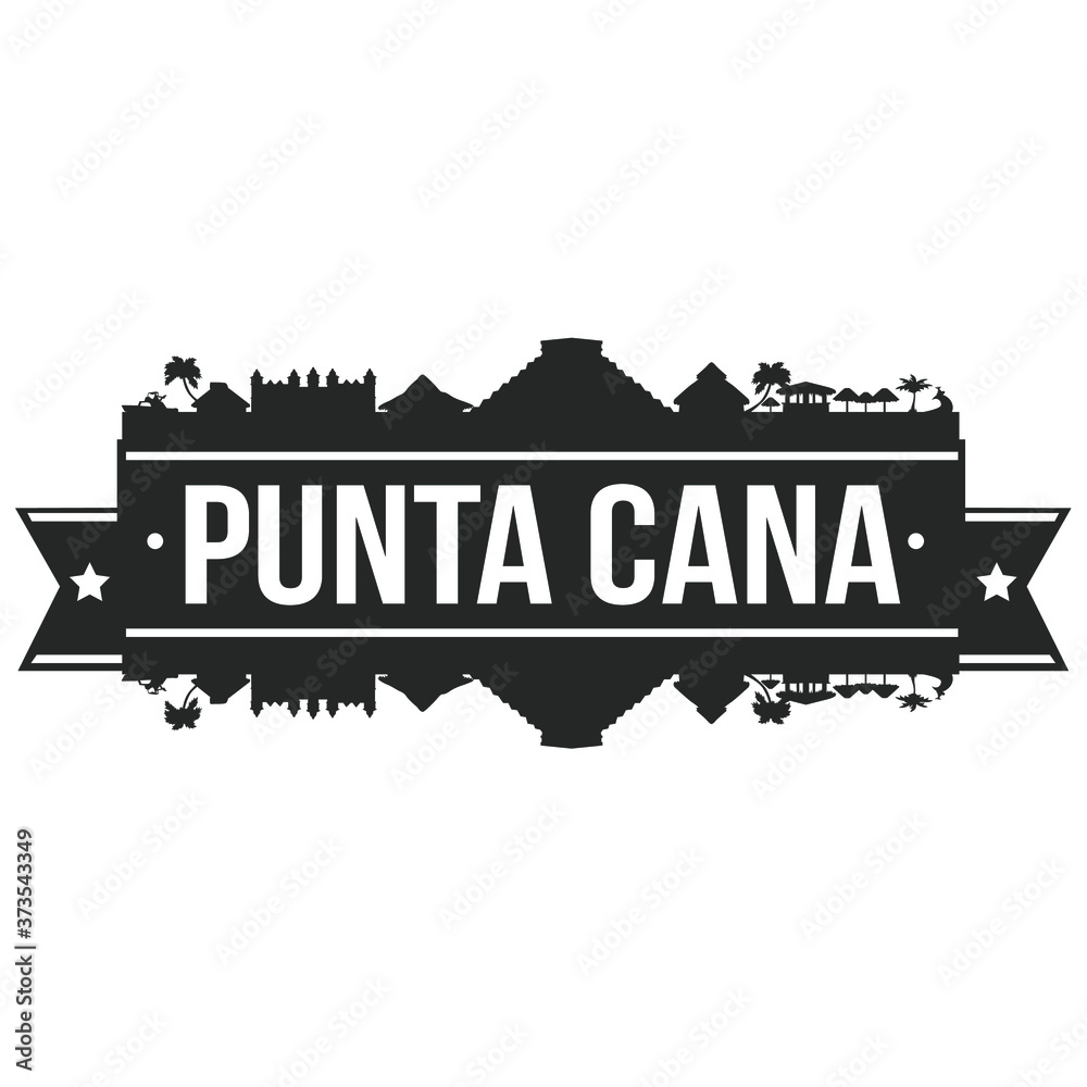 Punta Cana Skyline Stamp Silhouette City Design Vector Art Landmark ...