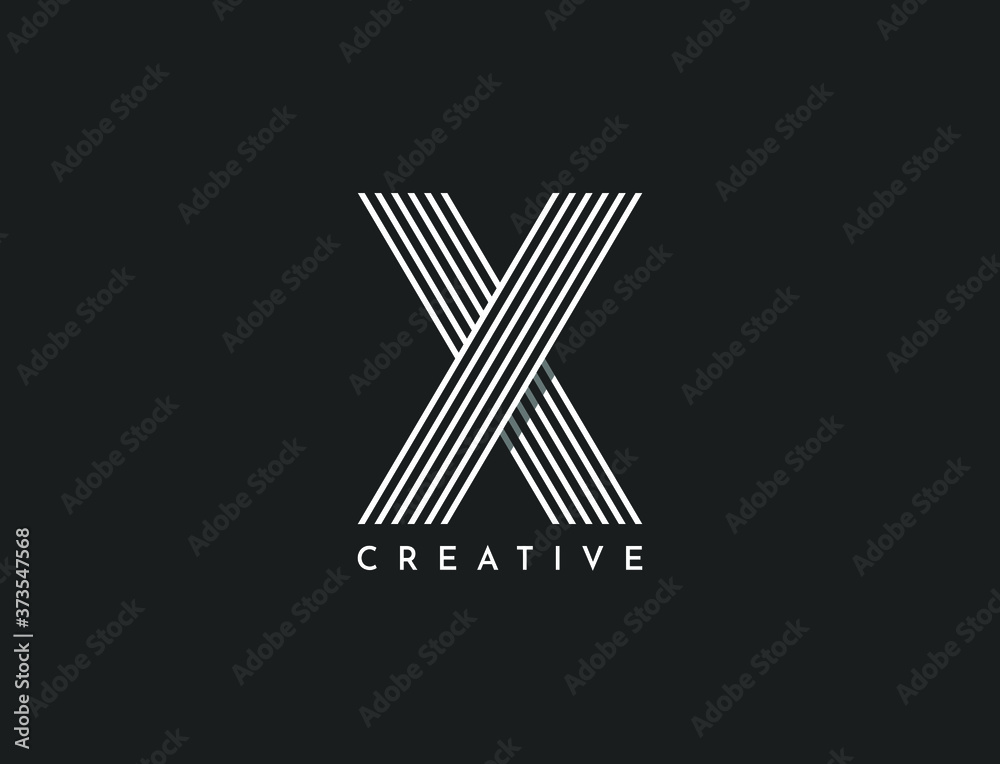 X Letter Logo With White Lines Dynamic Design.Connection Of Lines ...