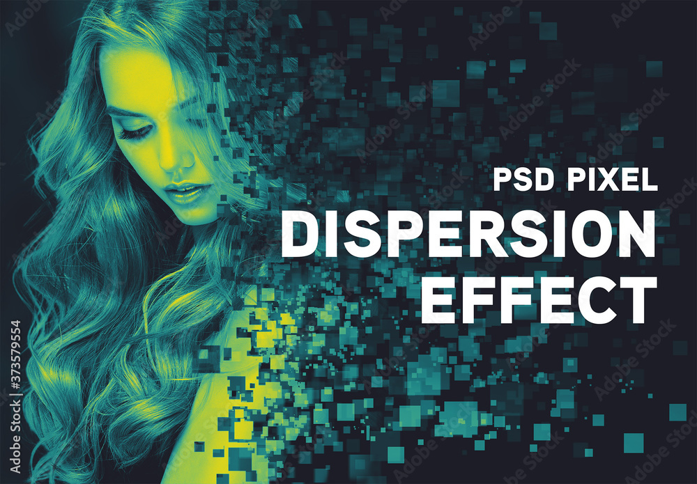 Duotone Pixel Dispersion Effect Mockup Stock Template | Adobe Stock
