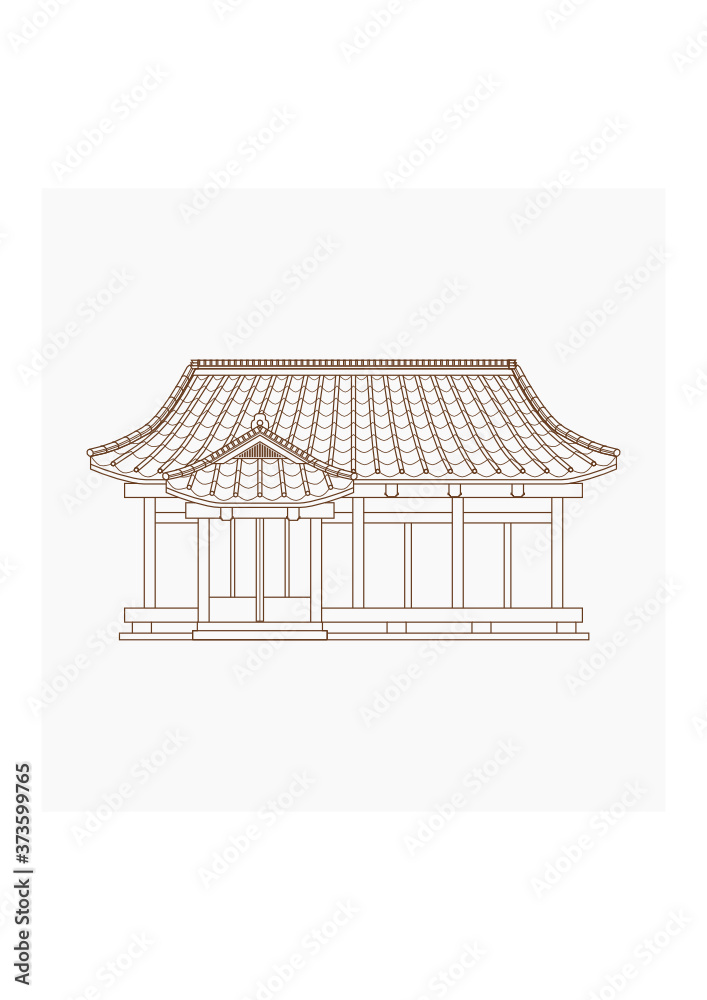 Editable Outline Style Traditional Japanese House Vector Illustration ...