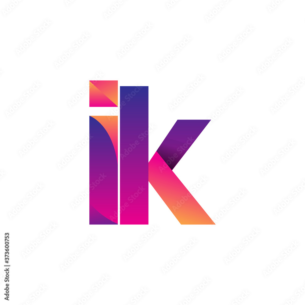 Initial Letter IK Logo Lowercase, magenta and orange, Modern and Simple ...