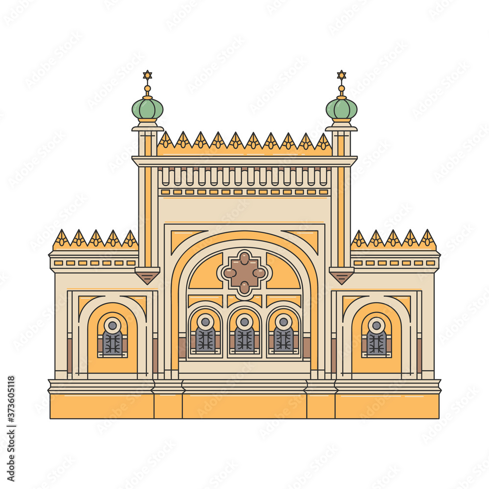 Synagogue architecture building cartoon sketch vector illustration ...