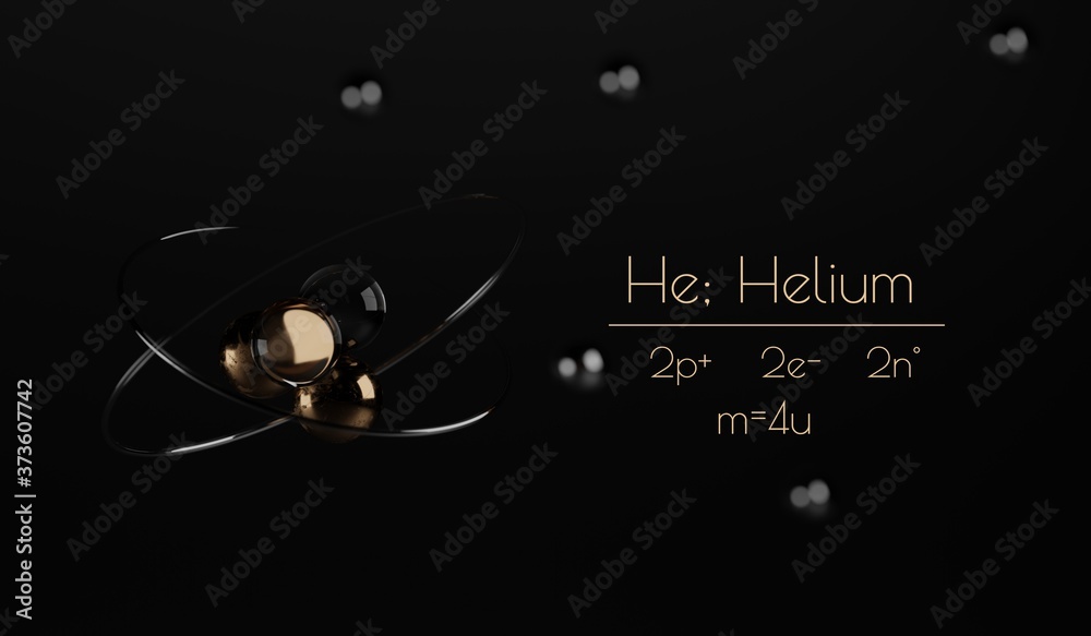 A stylized Helium atom visualization, with the number of protons ...