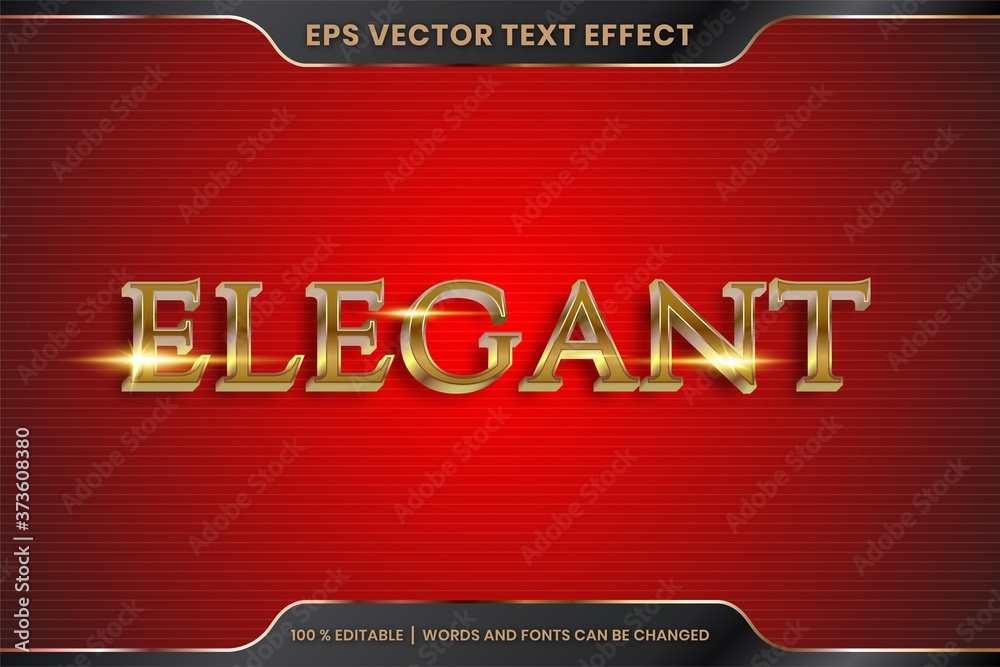Text effect in 3d Elegant words, font styles theme editable metal ...