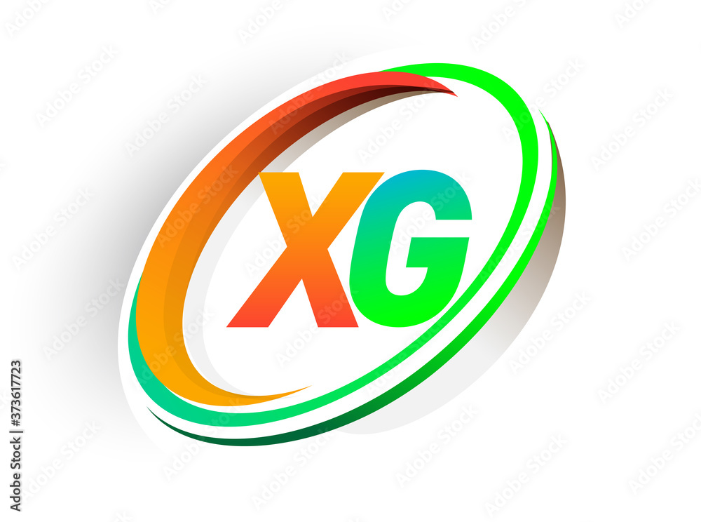 initial letter XG logotype company name colored orange and green circle ...
