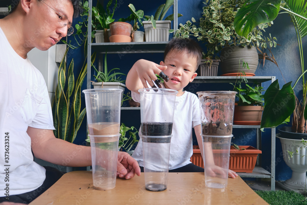 Parent sitting homeschooling with little kid, Father and son having fun ...
