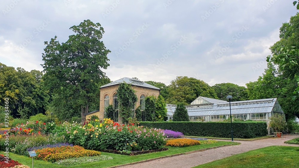 Old garden house architecture in botanical garden in Lund, Sweden Stock ...