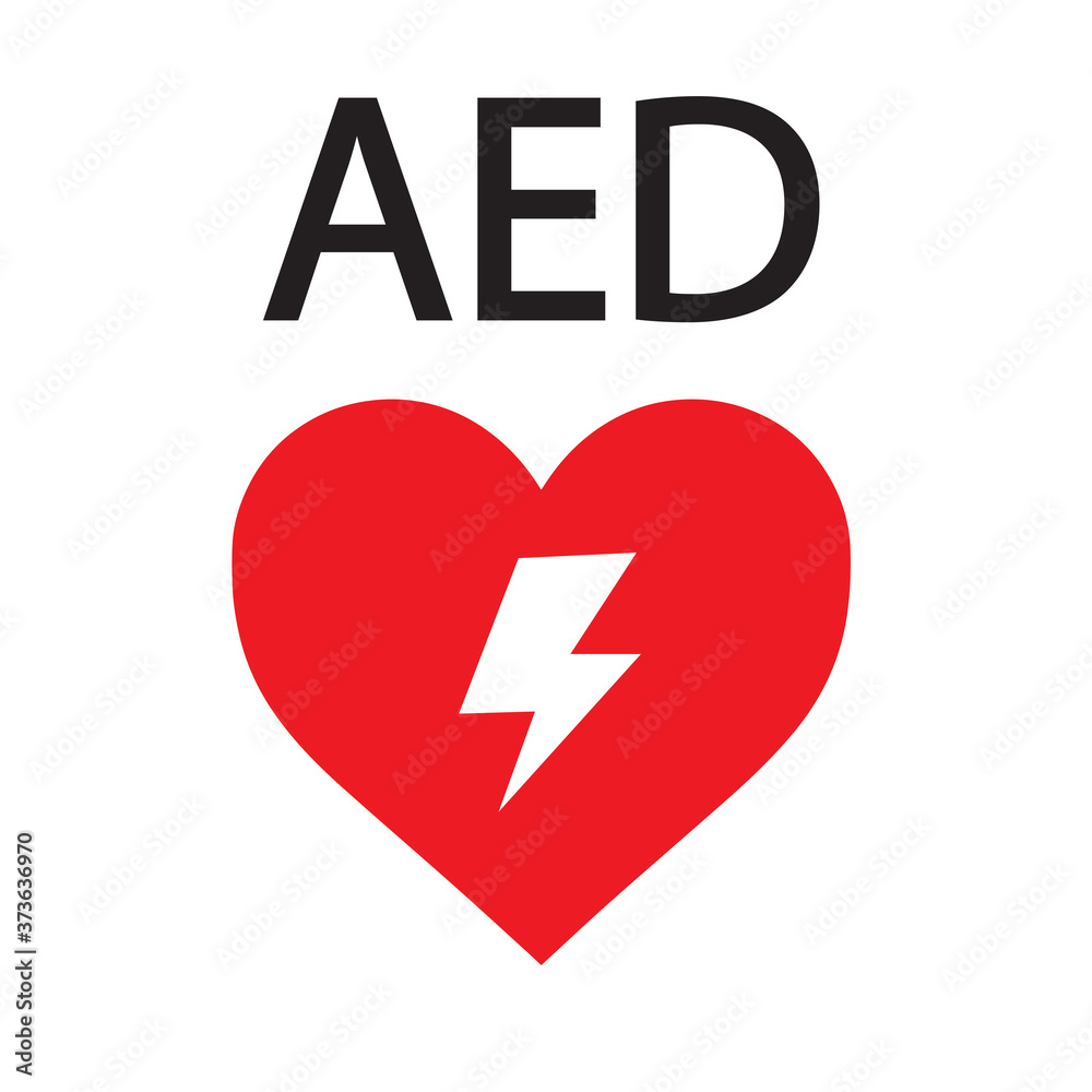 AED,automated external defibrillator / aed sign with heart and ...