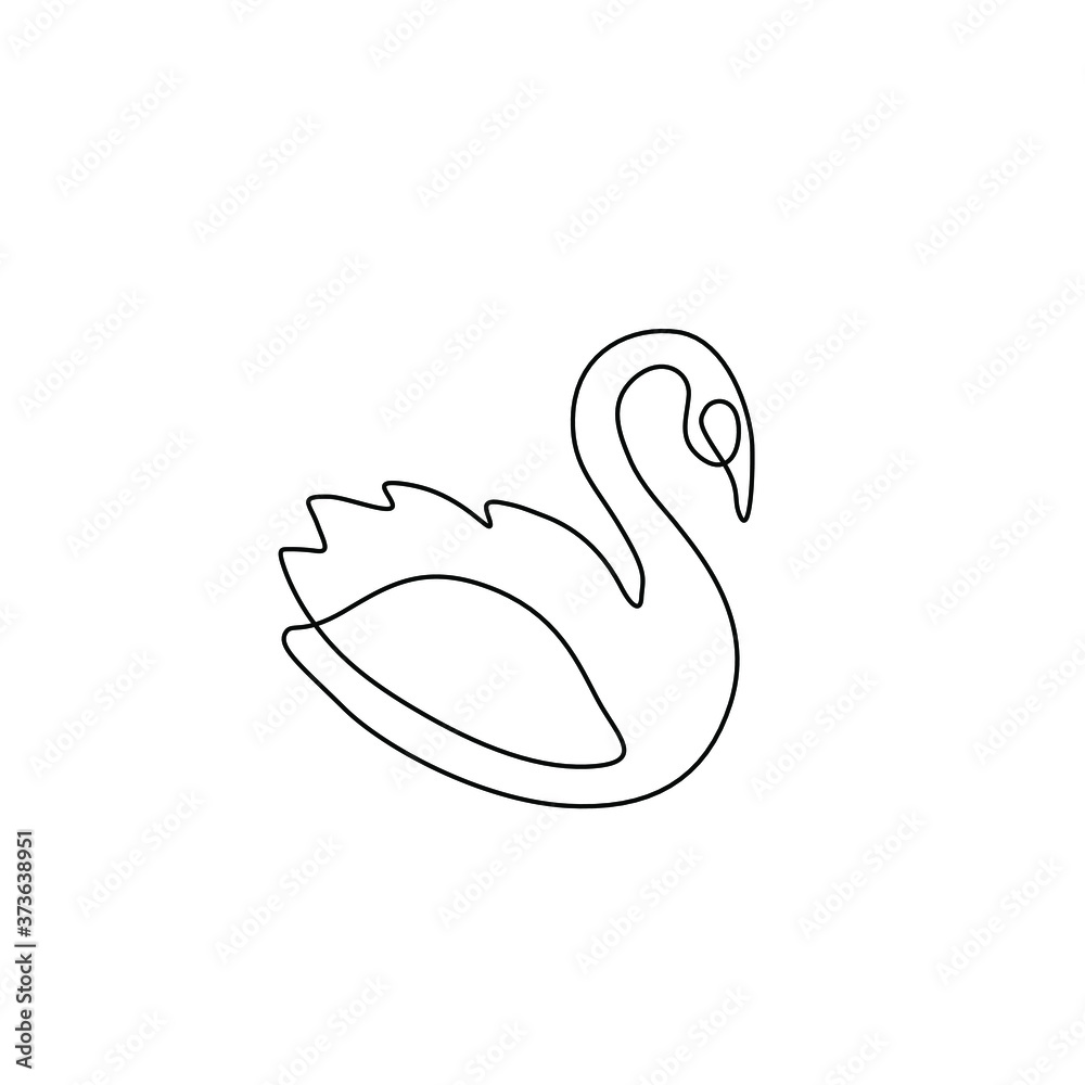 Swan line art isolated vector illustration, tattoo, print and logo ...