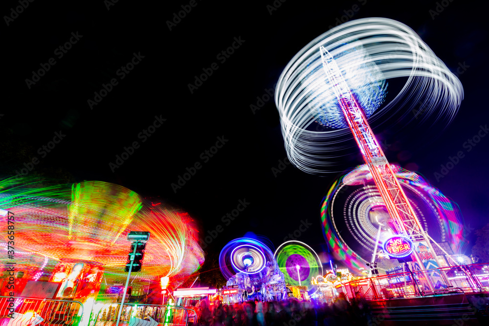 Witney Feast Funfair - Ride Light Traces, 'SkyFlyer', 'Storm', 'Air ...