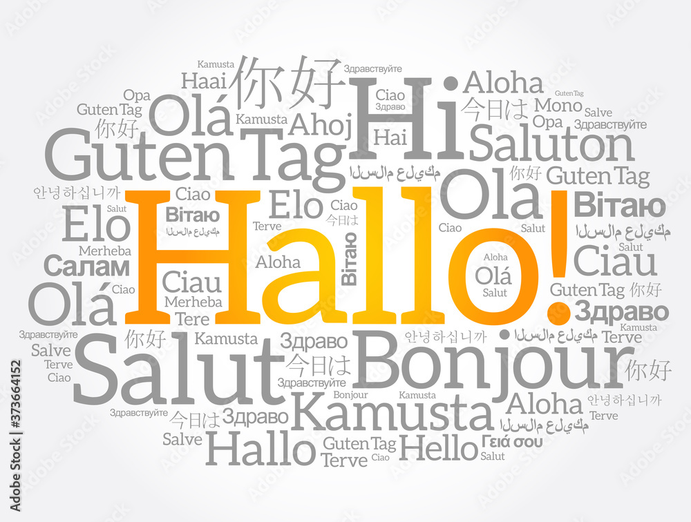 Hallo (Hello Greeting in German) word cloud in different languages of ...