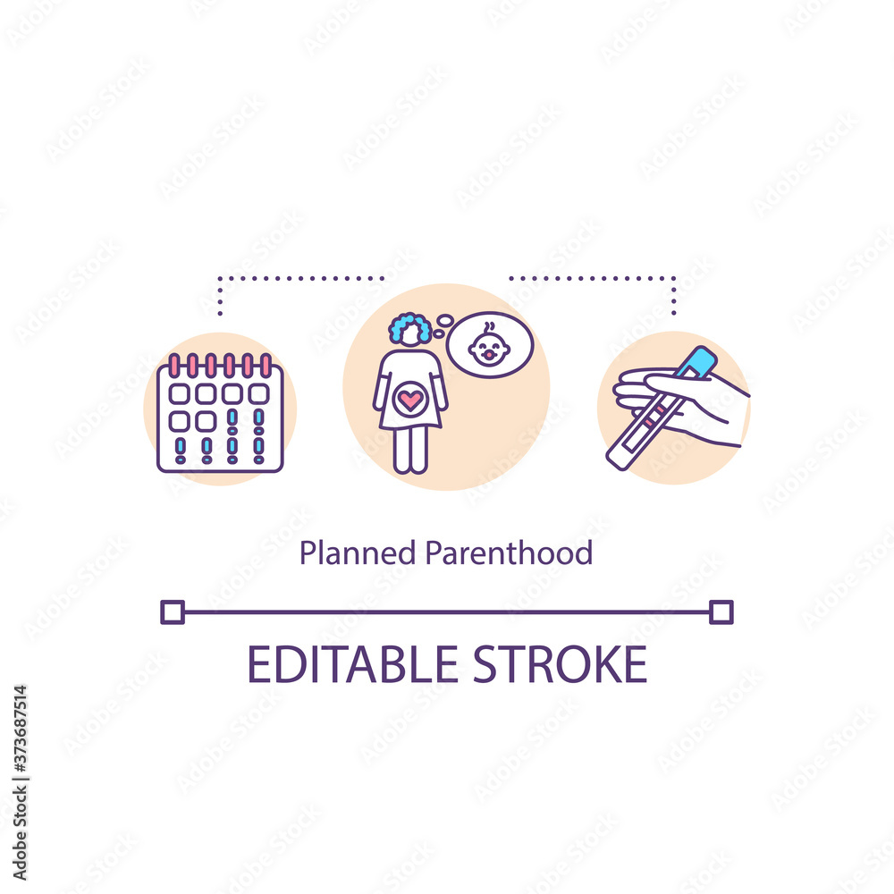 Planned parenthood concept icon. Young expectant mother. Pregnant mom ...