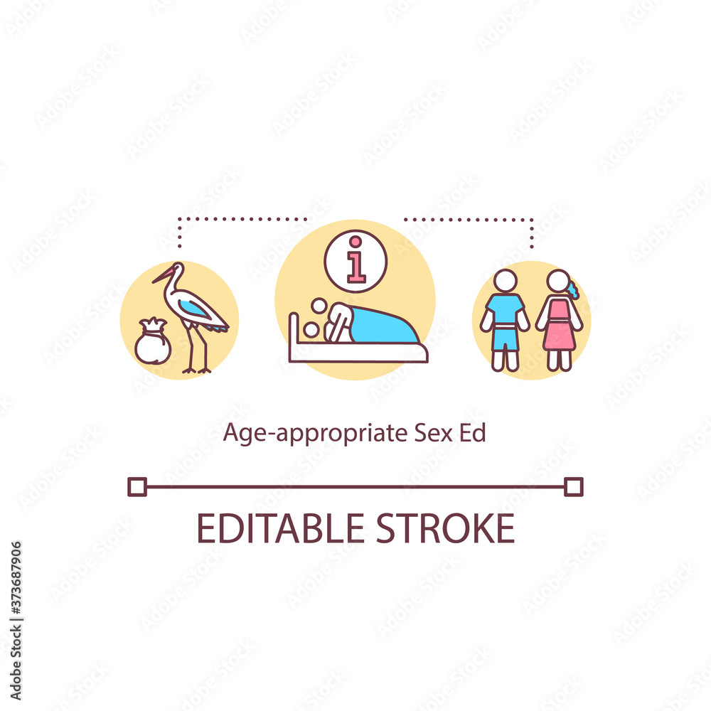 Age appropriate sex ed concept icon. Explain children about intimate ...