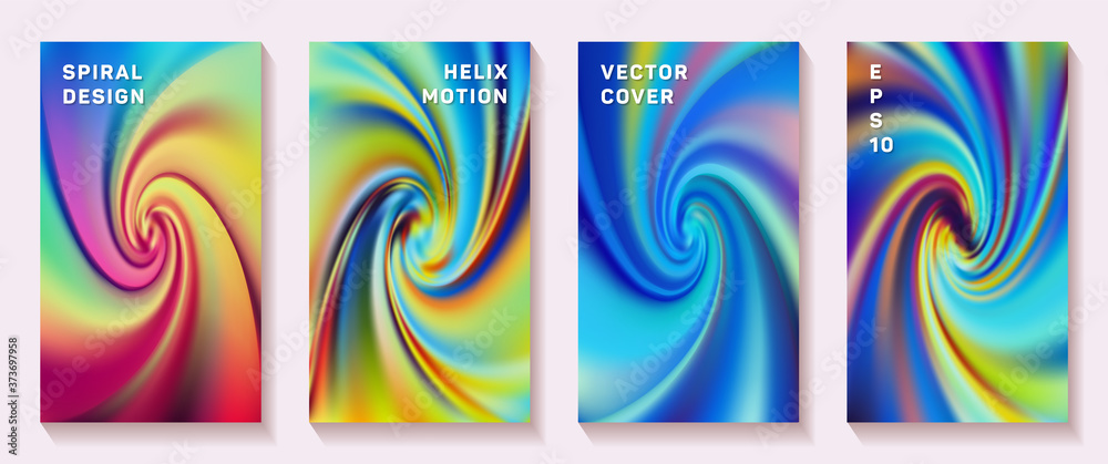 Gradient spiral rotation cover page templates set. Stock Vector | Adobe ...