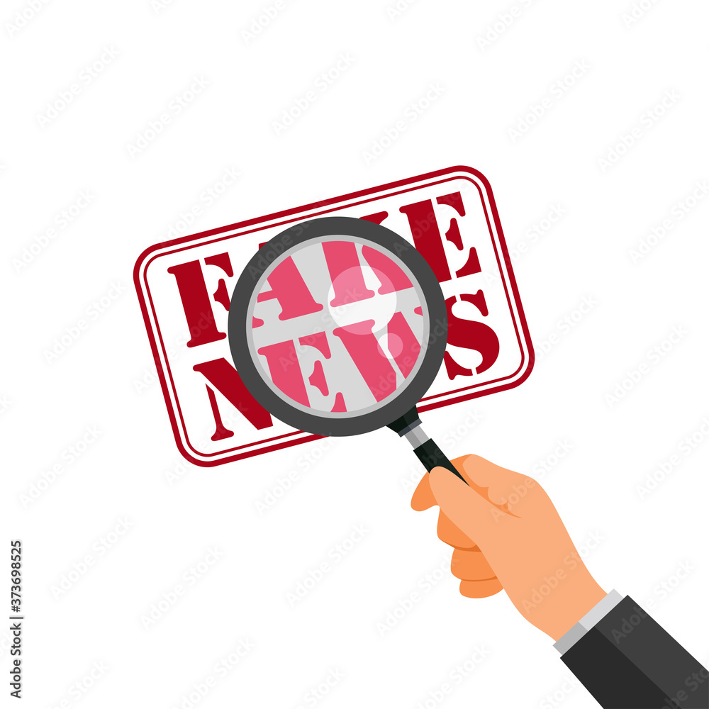 Vector illustration of checking news source with magnifying glass ...