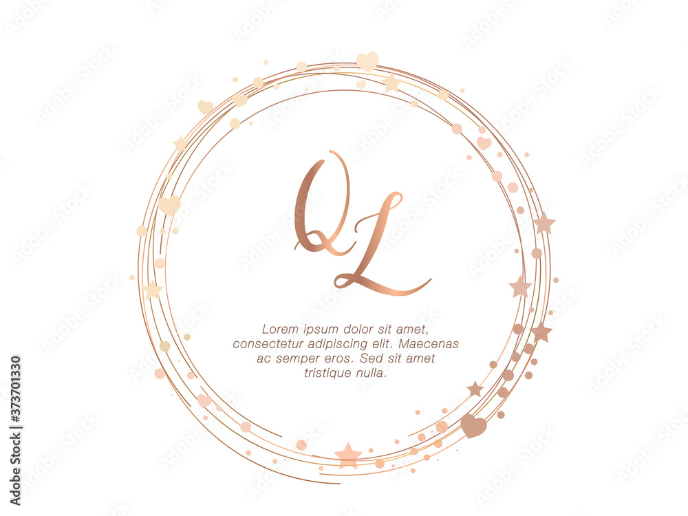 Gold frame with glitter. Vector golden circle frame with stars. Shimmer ...