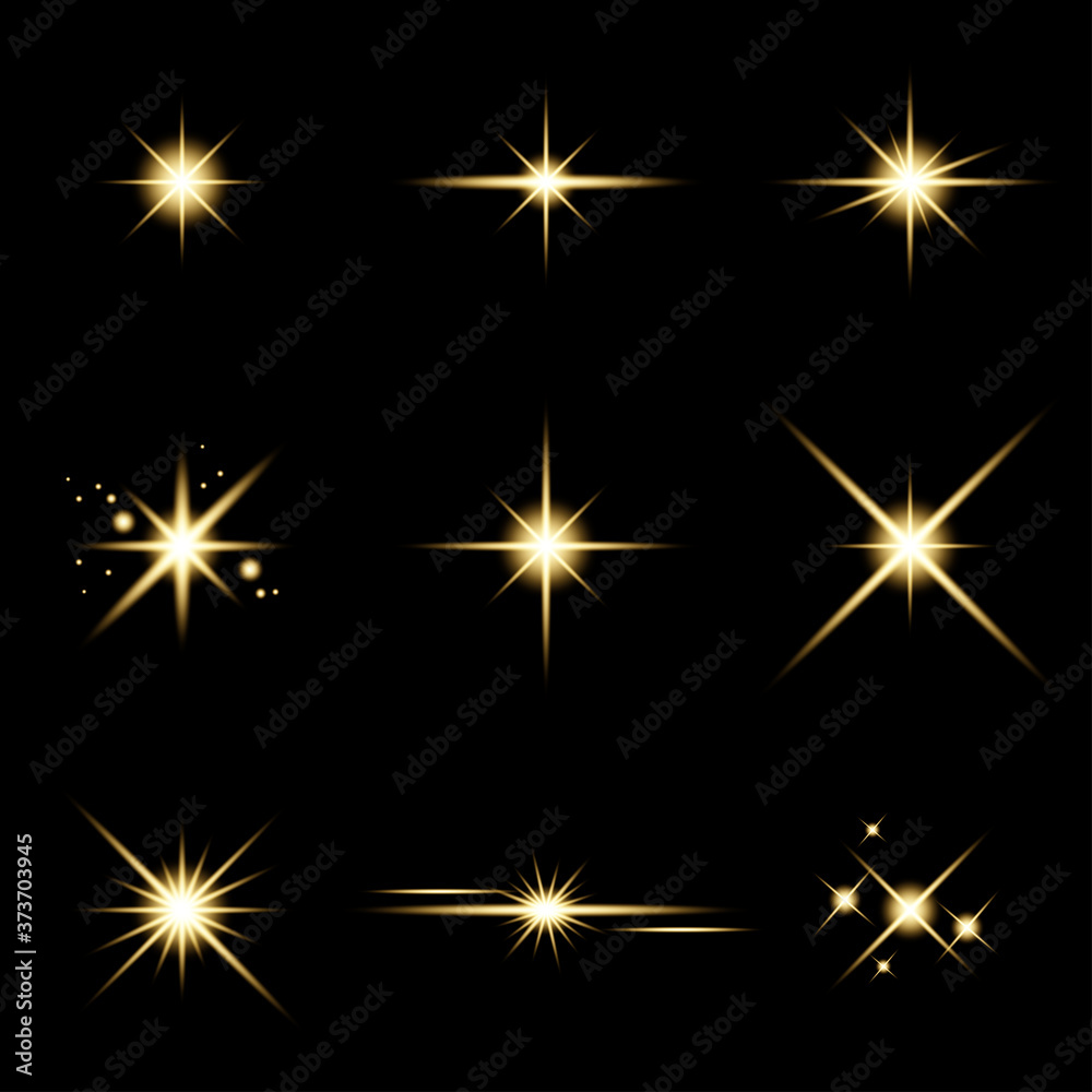 Glare star sparkling Light Effect Set Stock Vector | Adobe Stock